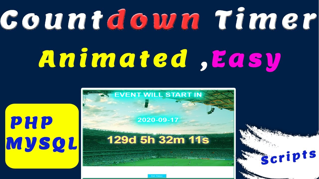 Create a dynamic countdown timer in PHP with MYSQL | Animated JS timer