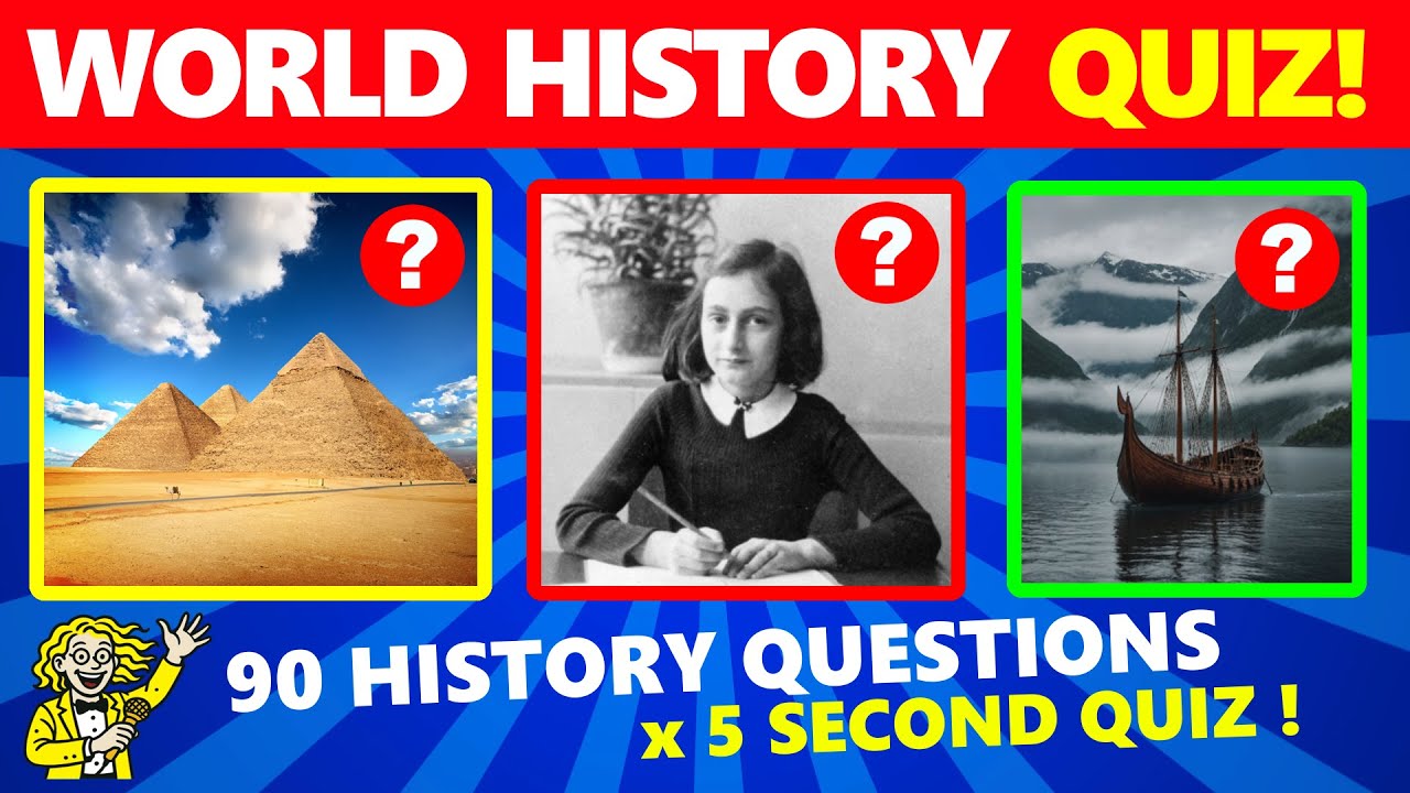 World History Quiz 🌎 90 Questions - 5 seconds each (Easy/Medium/Hard)  How many can you answer !?!