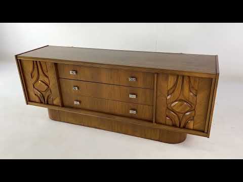 Paul Evans Style Mid Century Canadian Brutalist Walnut Credenza