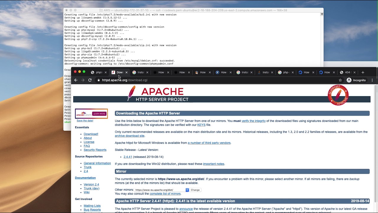 Installing mysql and phpmyadmin in AWS EC2 ubuntu instance