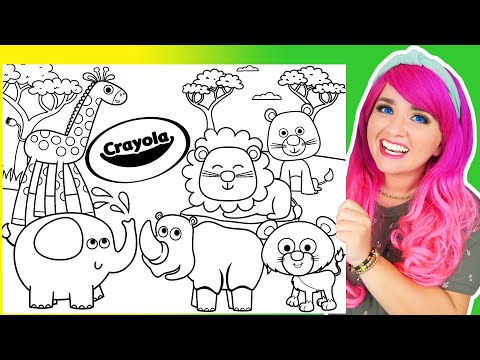Coloring Safari Animals Elephant, Giraffe, Lions & Rhino Coloring Pages | Prismacolor Markers