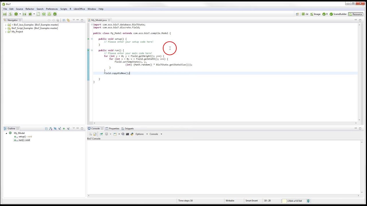 Java (Simulation) Example (Bio7 2.0)