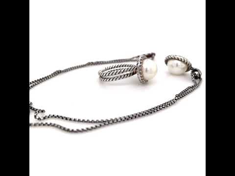 David Yurman Pearl & Diamond ring & pendant set in sterling silver