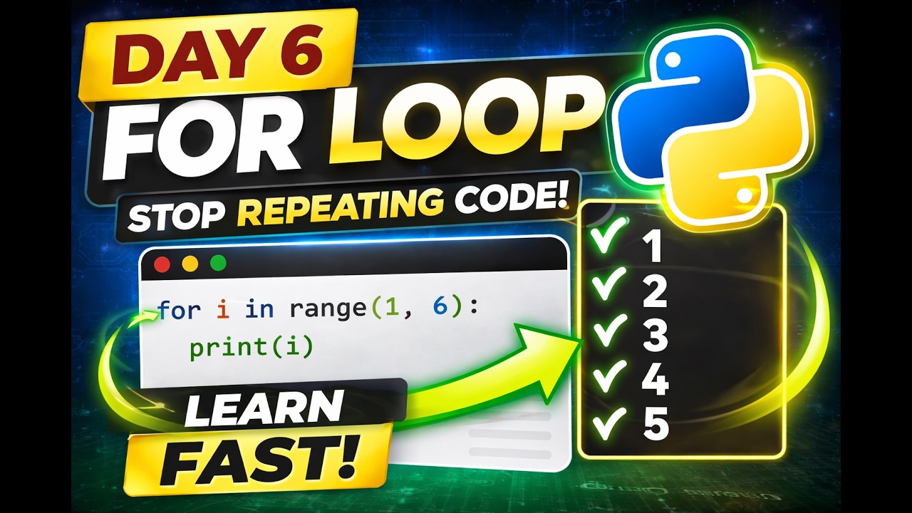 Python For Loop Explained for Beginners | range() Made Easy | Day 6 Python Course