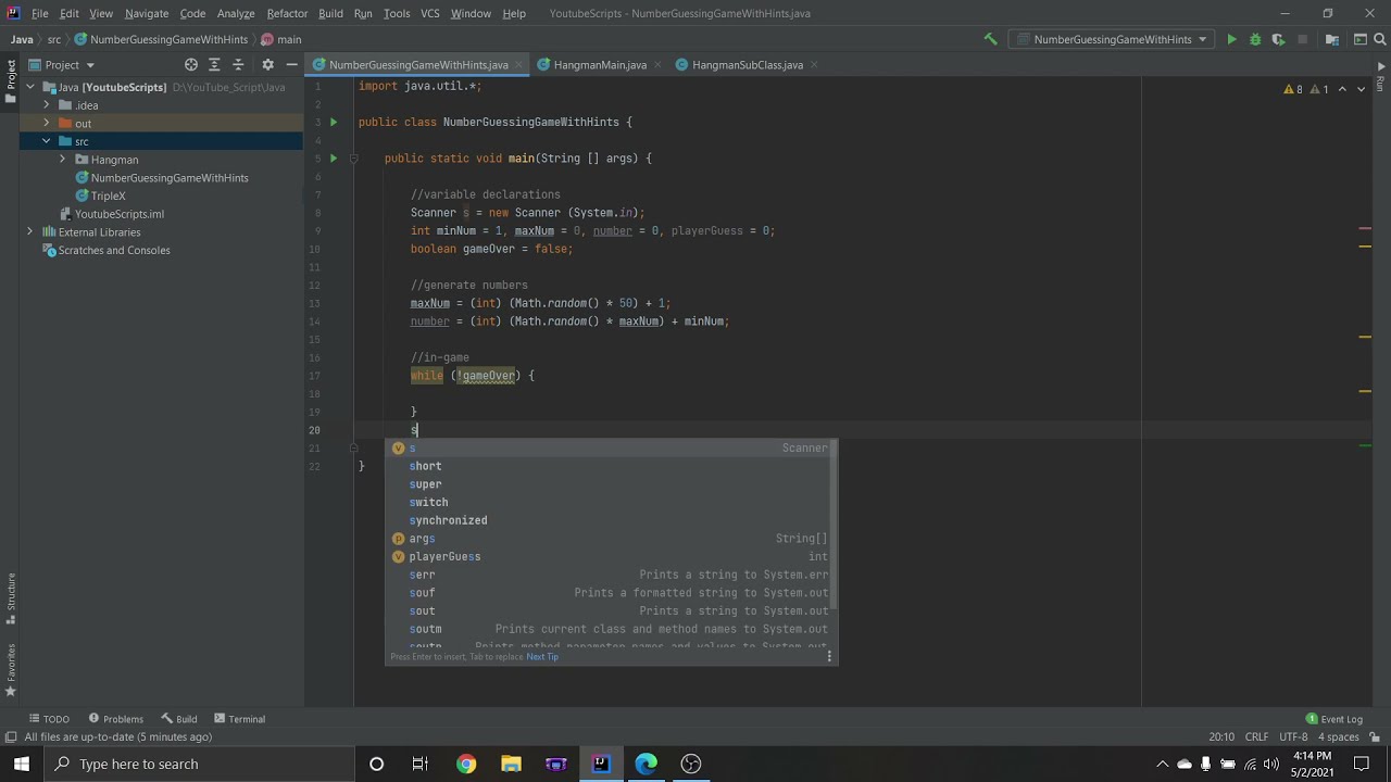 Java - Number Guessing Game (With hints)