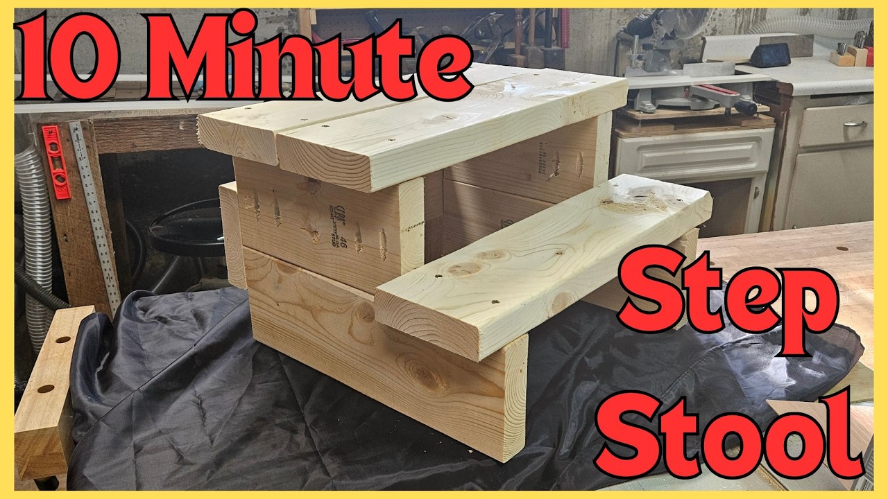 10 Minute Beginner Step Stool!!  Simple Woodworking Project
