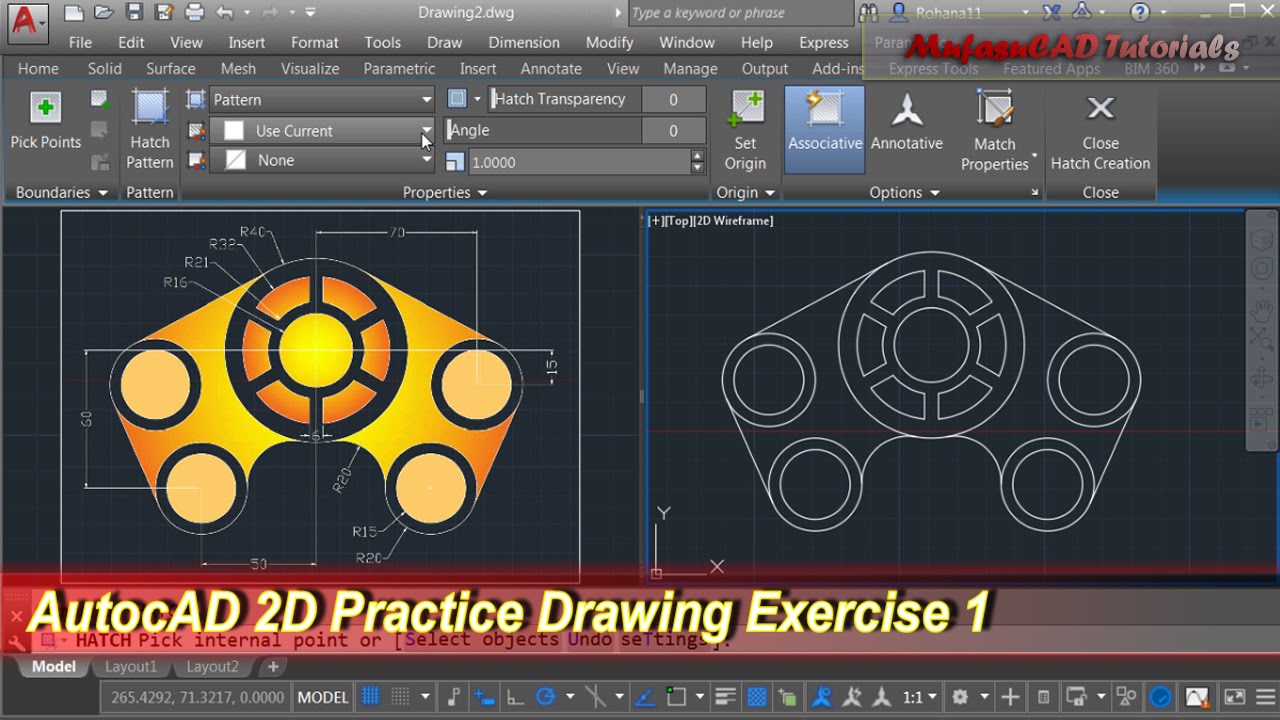 AutocAD 2D Practice Drawing | Exercise 1 | Basic Tutorial