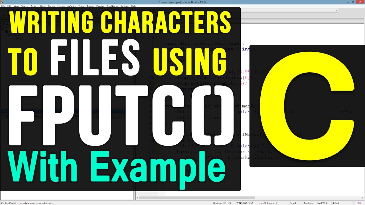 fputc() Function with Files in C Programming Language Video Tutorial