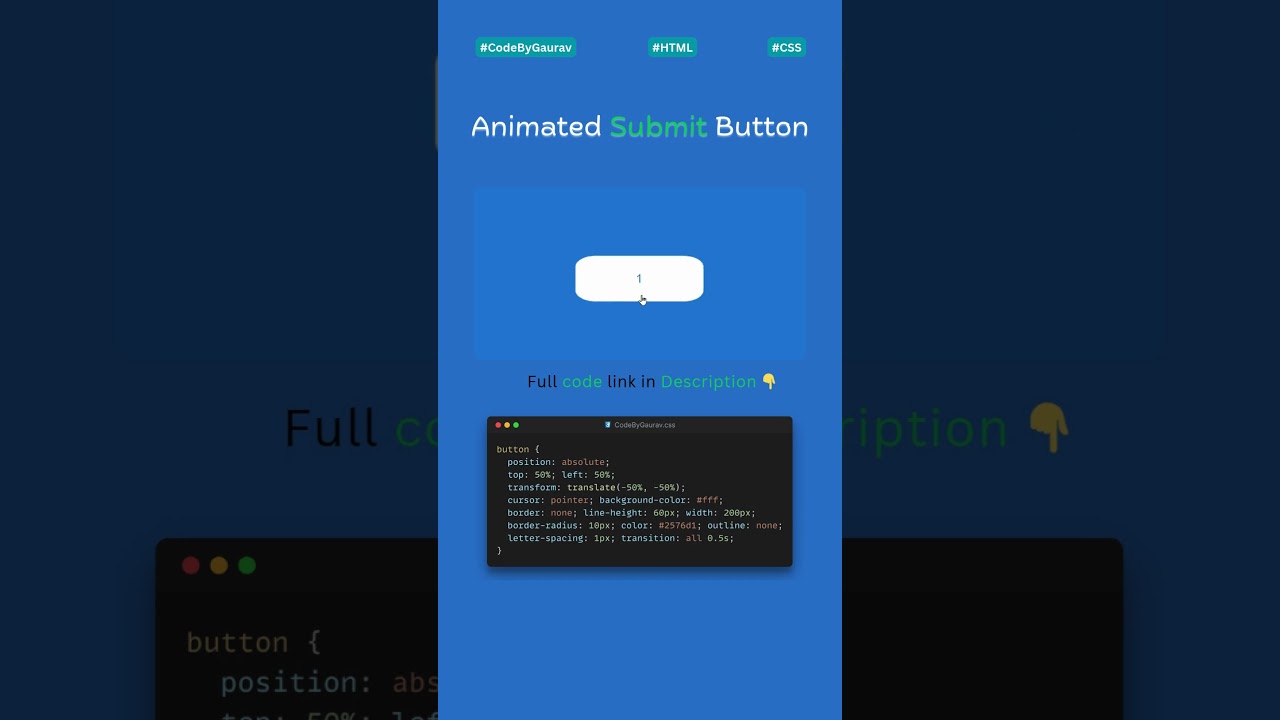 🔥Animated Submit Button  | HTML & CSS Only #webdevelopment #coding #htmlcss