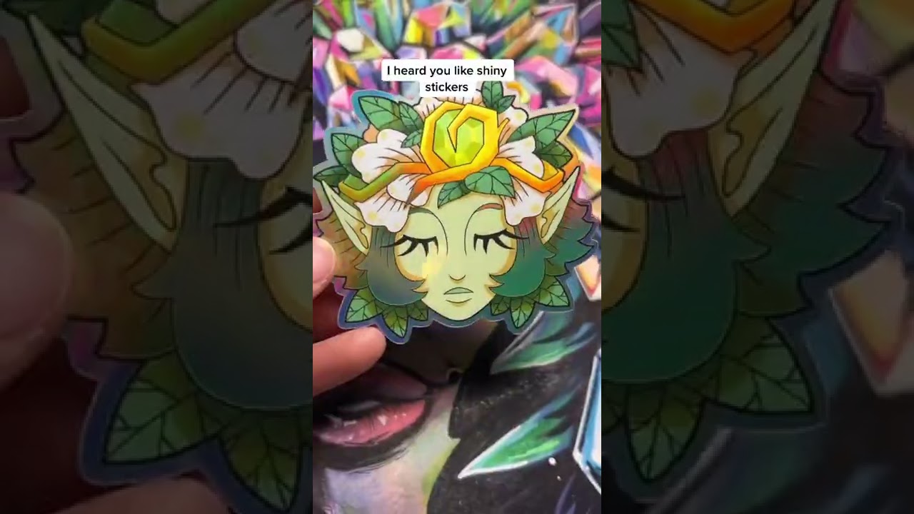 Adding shiny prints and stickers to my etsy every week ❤️✨ #holographicstickers #glitterstickers #s