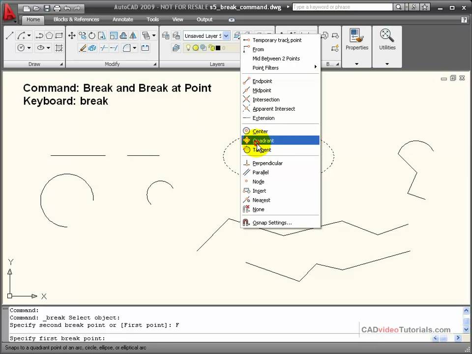 AutoCAD Tutorial - Using the BREAK Command