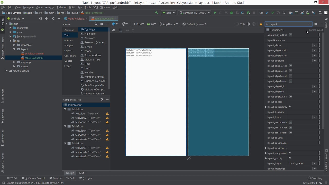 Android Tutorial - TableLayout | Android Studio