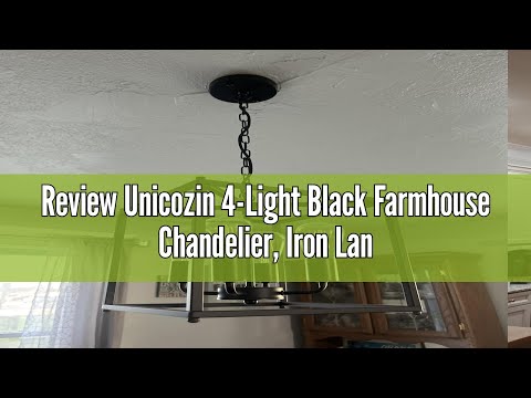 Review Unicozin 4-Light Black Farmhouse Chandelier, Iron Lantern Pendant Light Rustic Cage Adjustabl