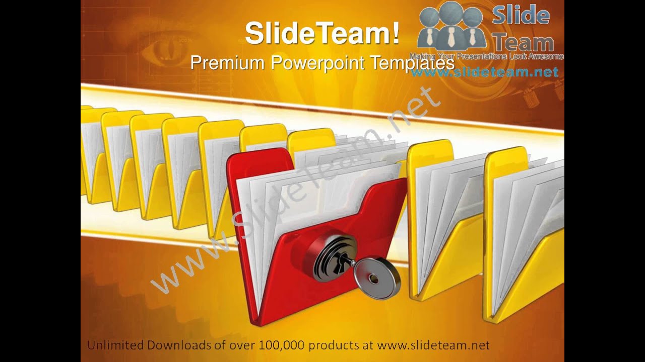 Computer Folder With Key Security PowerPoint Templates ppt Themes 0912 Slides Backgrounds
