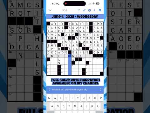 NYT X-Word 6/4/25 #nytcrosswordanswers #crosswordpuzzles