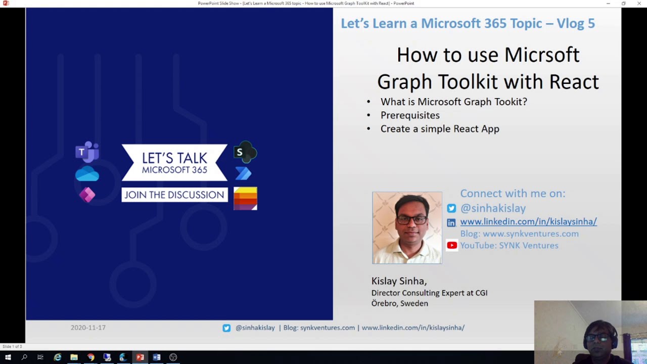 How to use Microsoft Graph Toolkit with React - Let’s Learn a Microsoft 365 Topic – Vlog 5