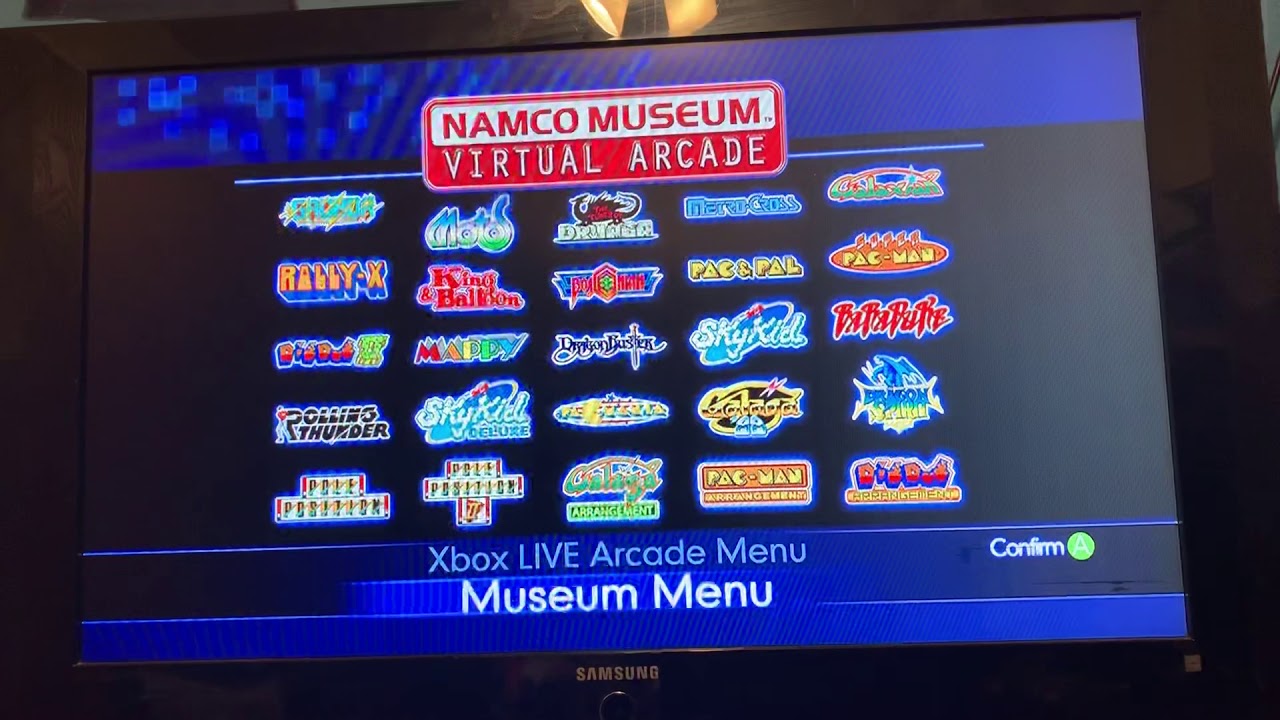 Namco Museum Virtual Arcade Menu