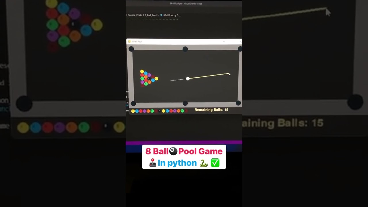 python mini project | 8 ball pool gane with help of python  | python game witha pygame library