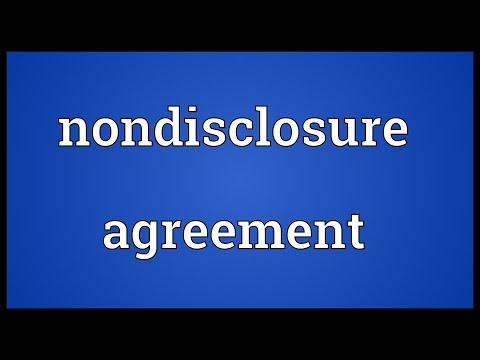 Nondisclosure agreement Meaning
