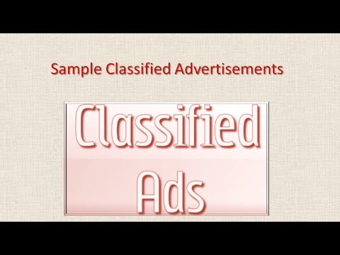 Classified Advertisement Samples - CBSE Class XI, Class XII English Core