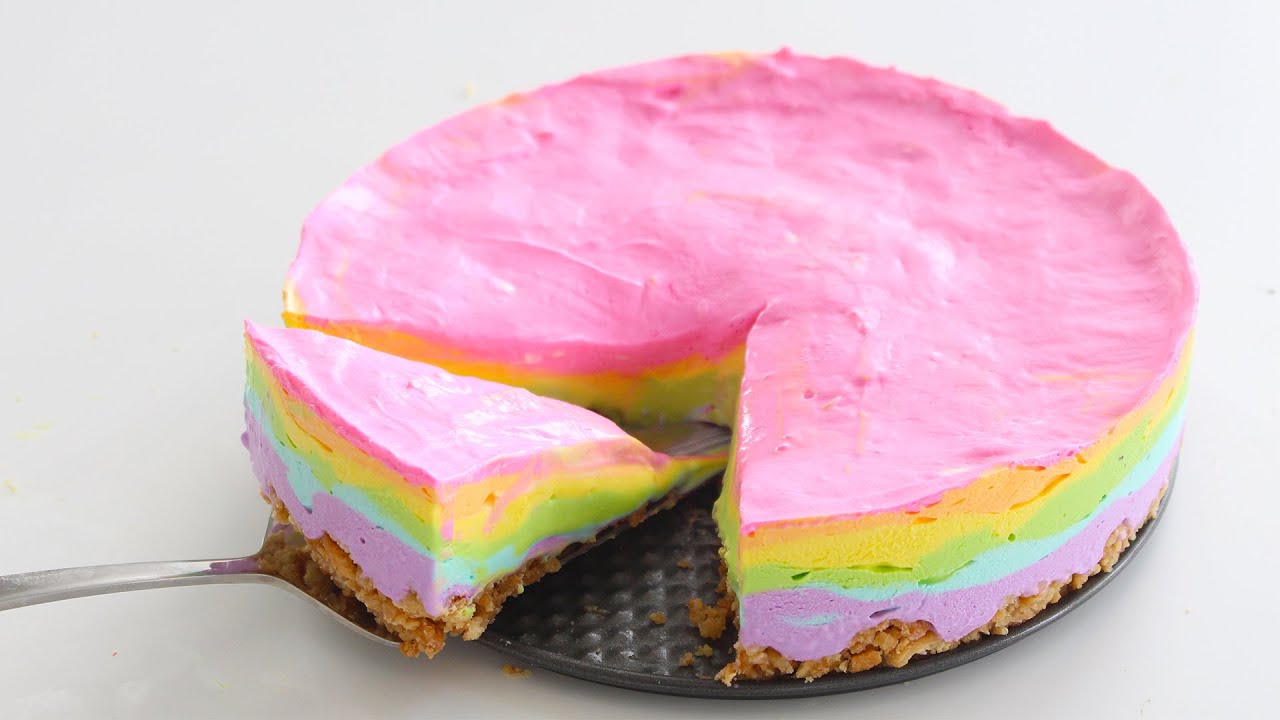 NO-BAKE RAINBOW CHEESECAKE RECIPE (WITHOUT GELATIN!!)