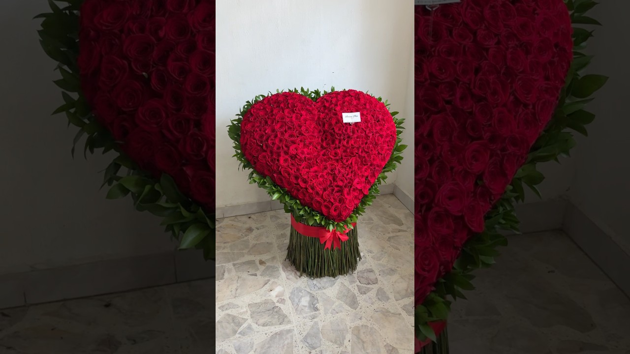 Cómo crear un corazón de 400 rosas 🌹🌹 #florista #floristeria