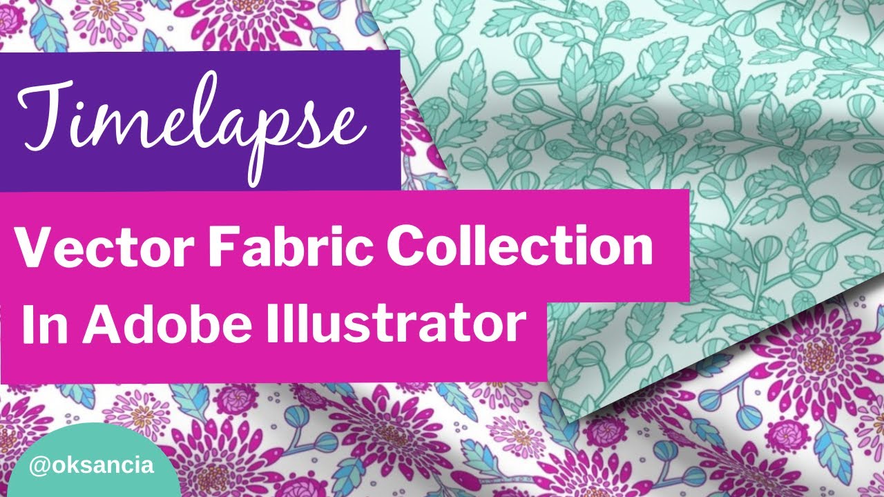 Timelapse: Mums flowers and leaves vector repeat pattern collection in Adobe Illustrator CC