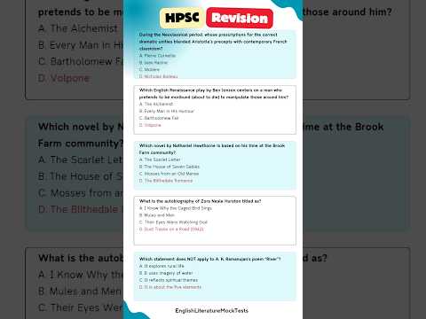 Revision Quiz HPSC Assistant Professor 2025 #mocktest #englishliterature #hpsc