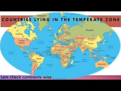 Countries lying in the temperate zone (Continents wise)