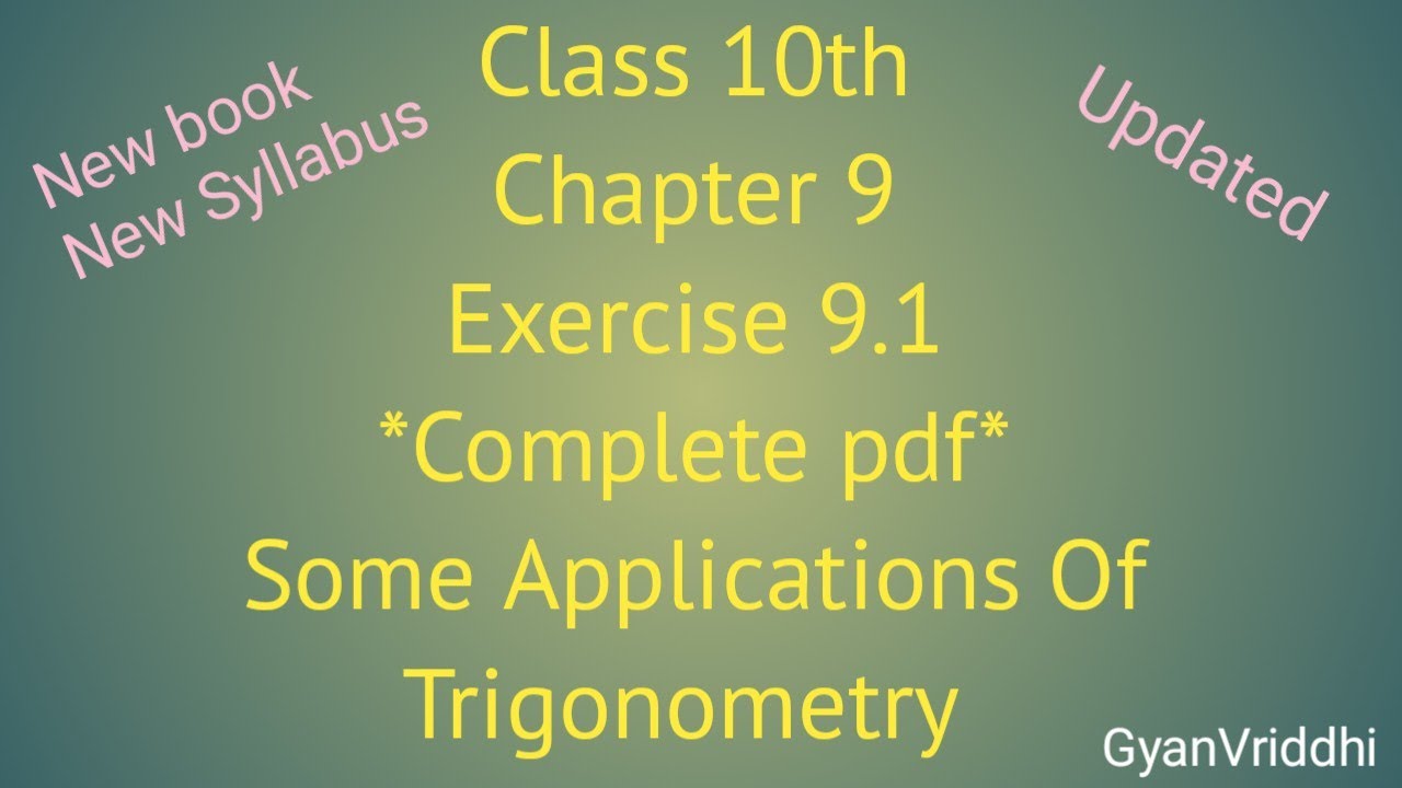 Ex-9.1 l Que 1 - 16 l Complete pdf l Chapter 9 l NCERT l 10th Maths l Applications Of Trigonometry