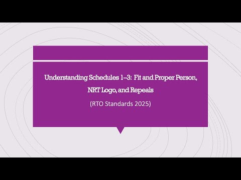 Schedules1-3 of the RTO Standards 2025