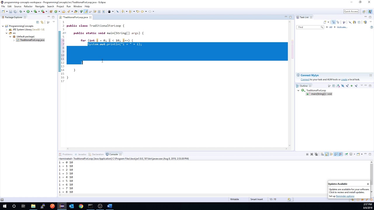 Java Traditional For Loop