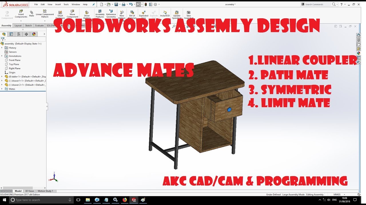 SOLIDWORKS TUTORIAL|| ADVANCE MATES MATES| ASSEMBLY MODELLING|| LINEAR/COUPLER