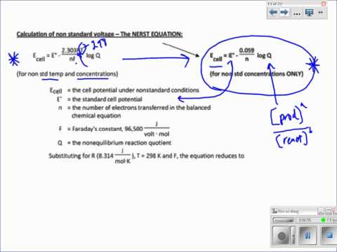Free Energy Calcs and Use of the Nernst Equation