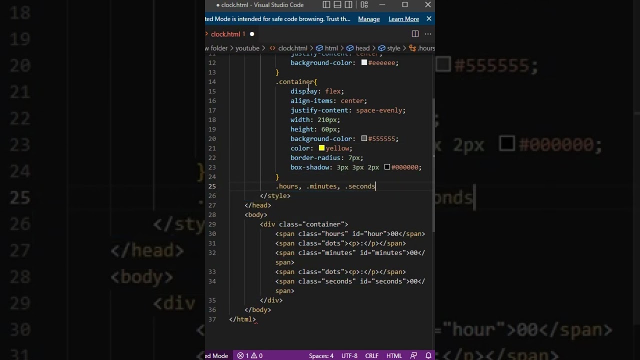 Digital clock | HTML CSS and JavaScript.