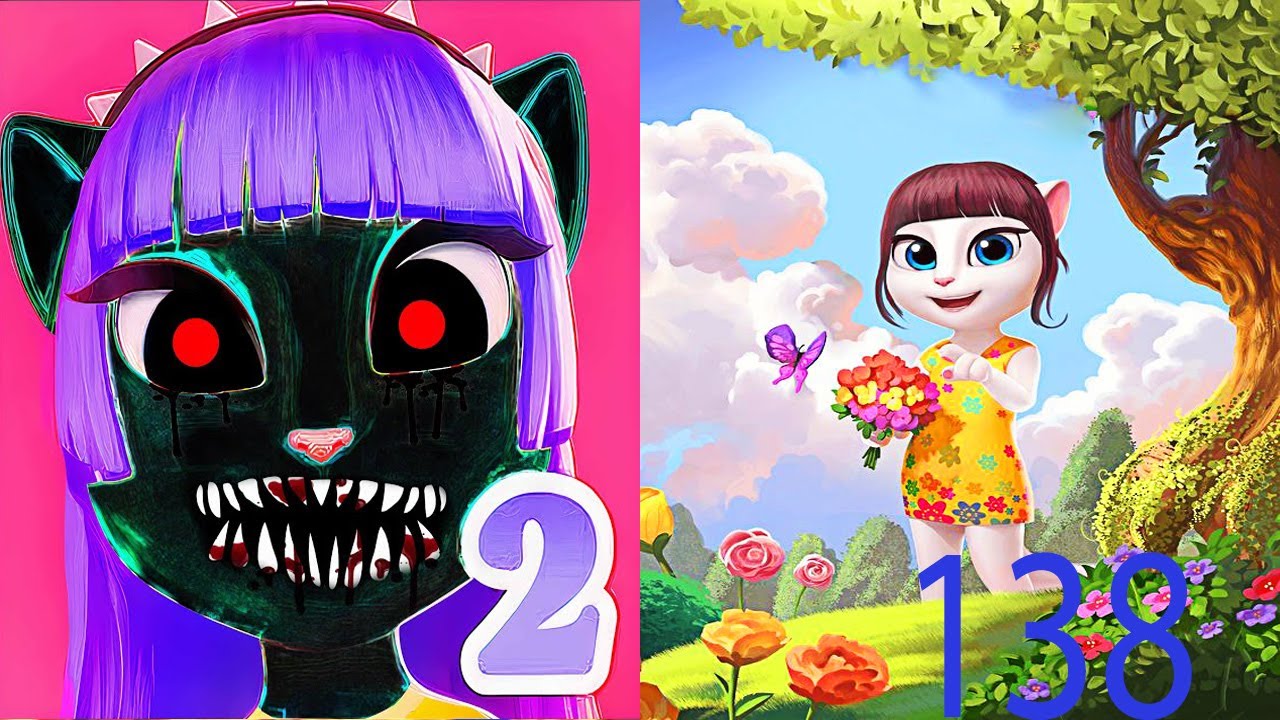 MY TALKING ANGELA 2 vs MY TALKING ANGELA 138(Two Screens) | Android Gameplay Walkthrough P 5