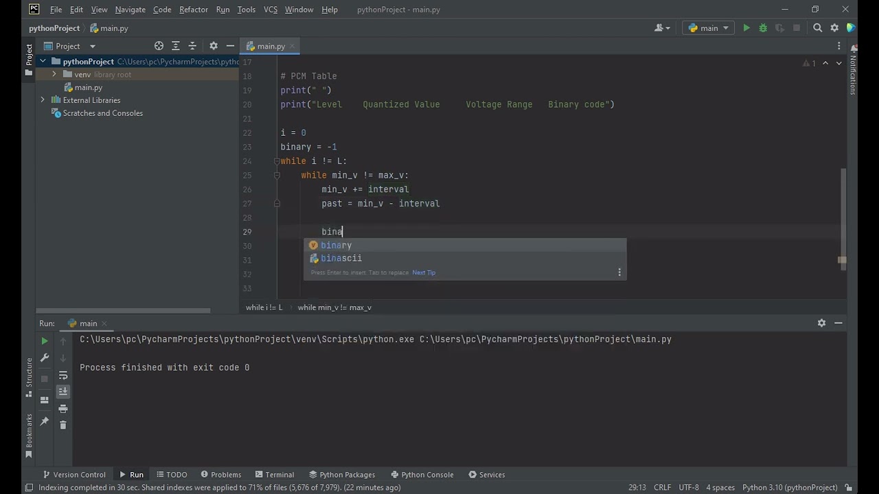 Python : Pulse-Code Modulation Table Maker