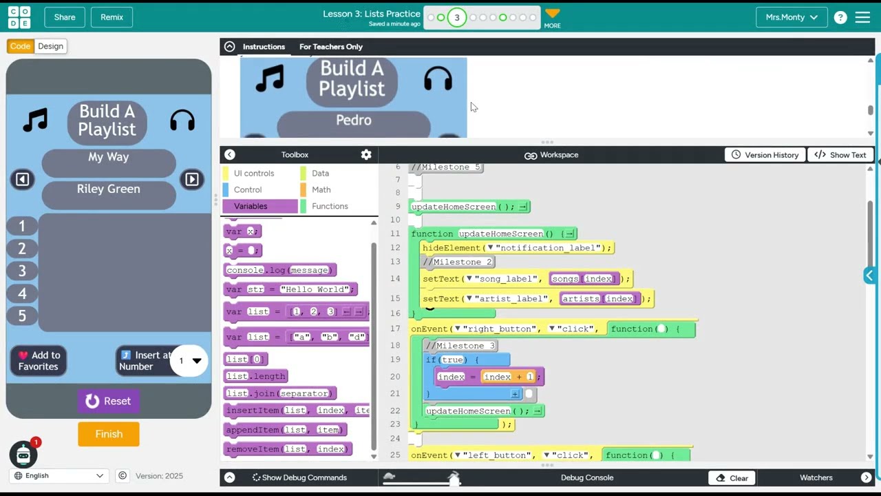 Computer Science Principles Unit 6: Lesson 3 - Path B - Build a Playlist