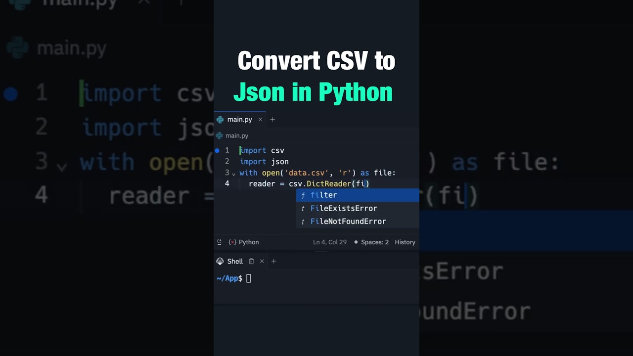 Converting CSV to Json in Python  #softlinks #python #softwareengineering
