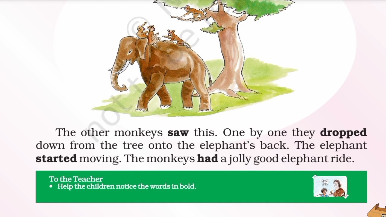 NCERT BOOK ENGLISH RAINDROP CLASS = 2ND { THE MONKEY AND THE ELEPHANT } LESSON ~ 12