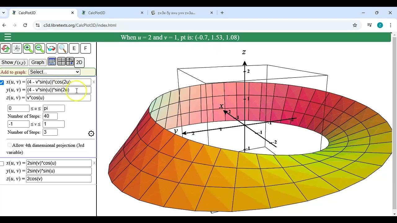 CalcPlot3D: Parametrized Surfaces