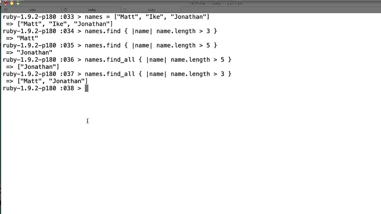 Ruby enumerable find and find_all methods