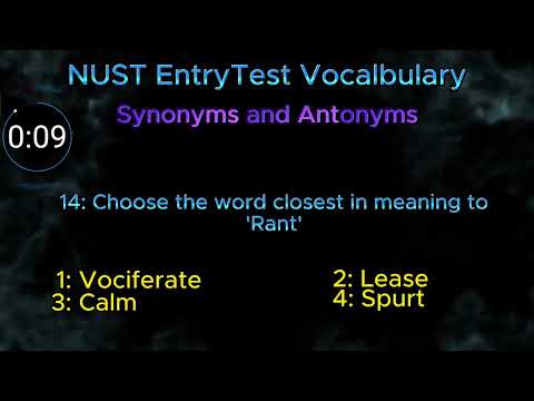NUST Entry Test English Past Papers MCQs |Synonyms and Antonyms|| PART 11 ||