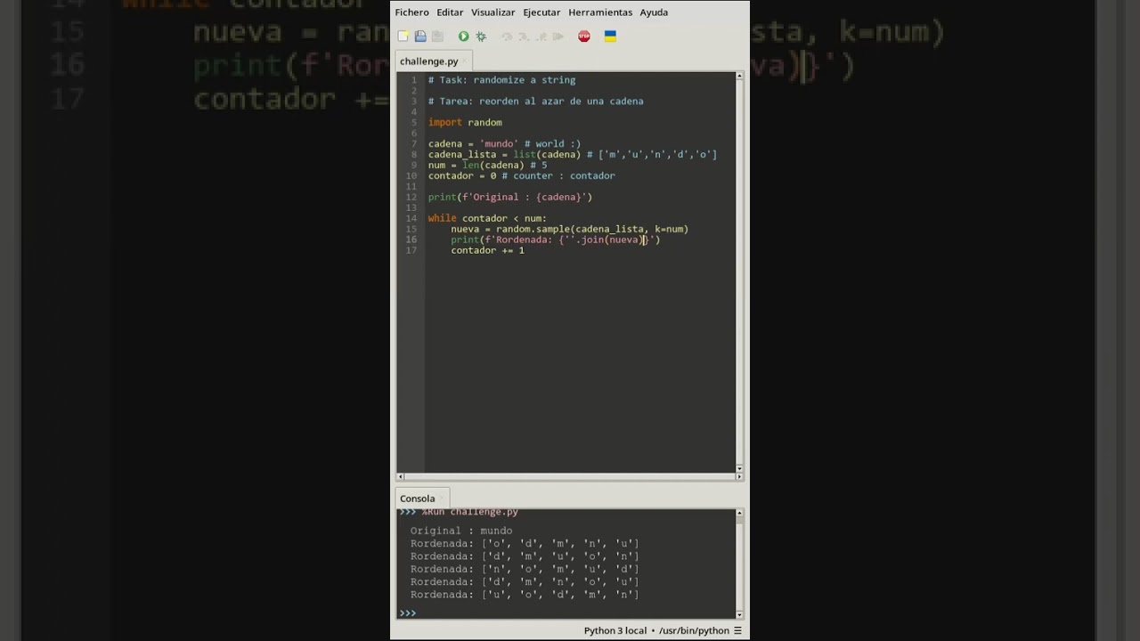 Randomize a string in #python