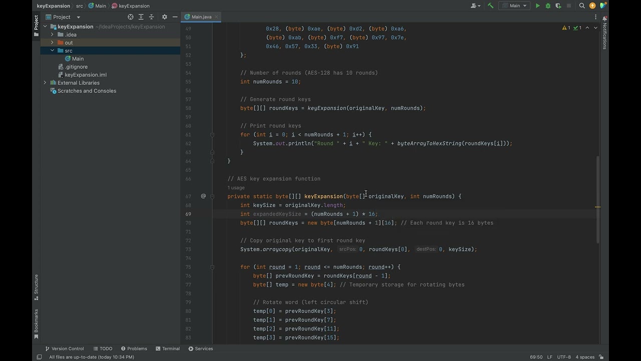 Understanding AES key expansion (Theory+Code with java)