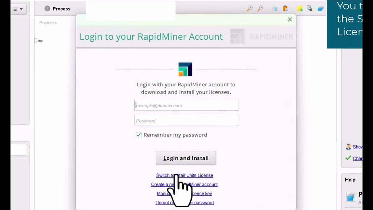 AI Studio Login Screen - Switching from RapidMiner License to Altair Student License in AI Studio
