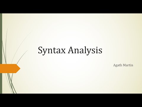 Syntax Analysis -- Role of the Parser -- Context Free Grammar