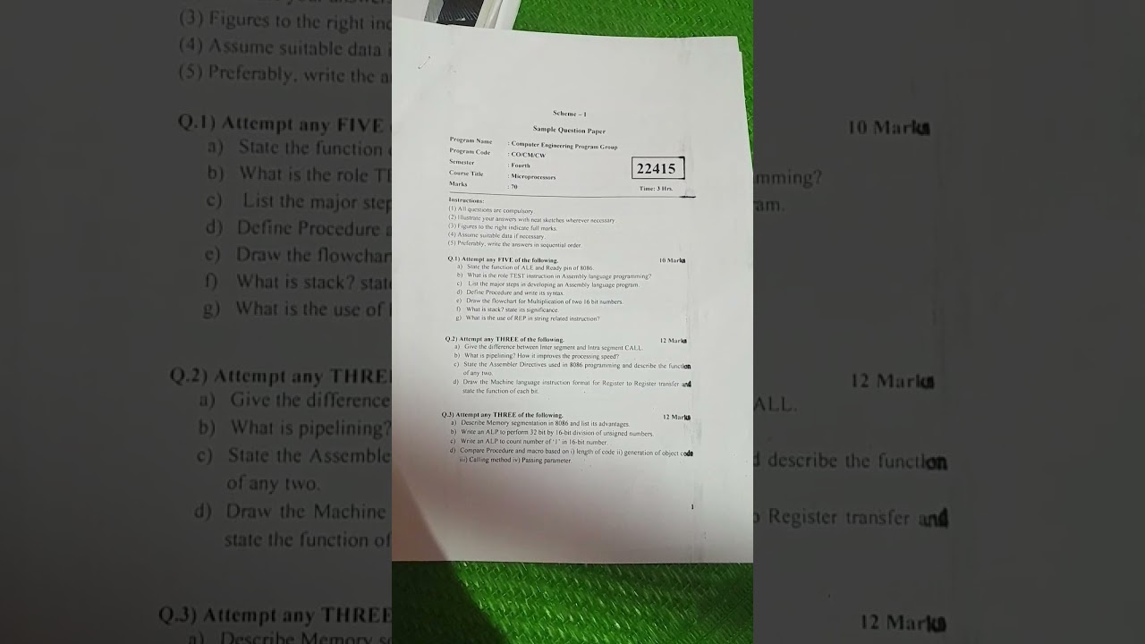 #microprocessor #22415 #sample question paper