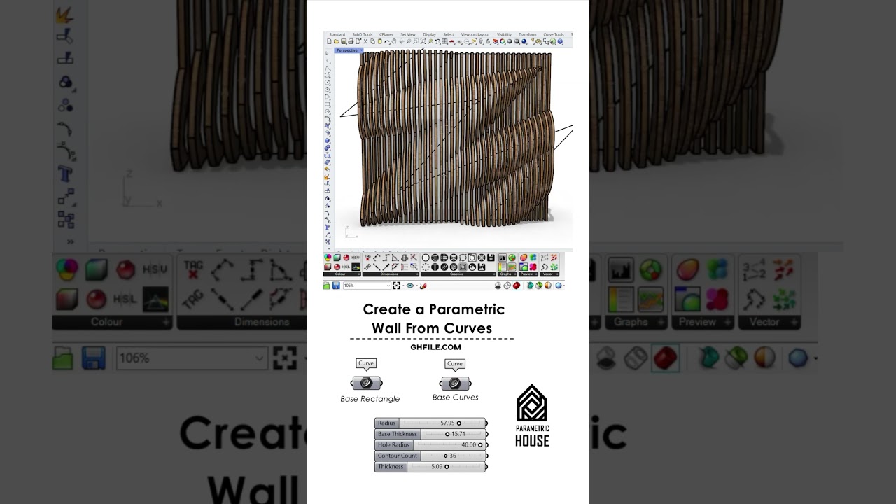 Grasshopper Contour (Parametric Wall) #shorts
