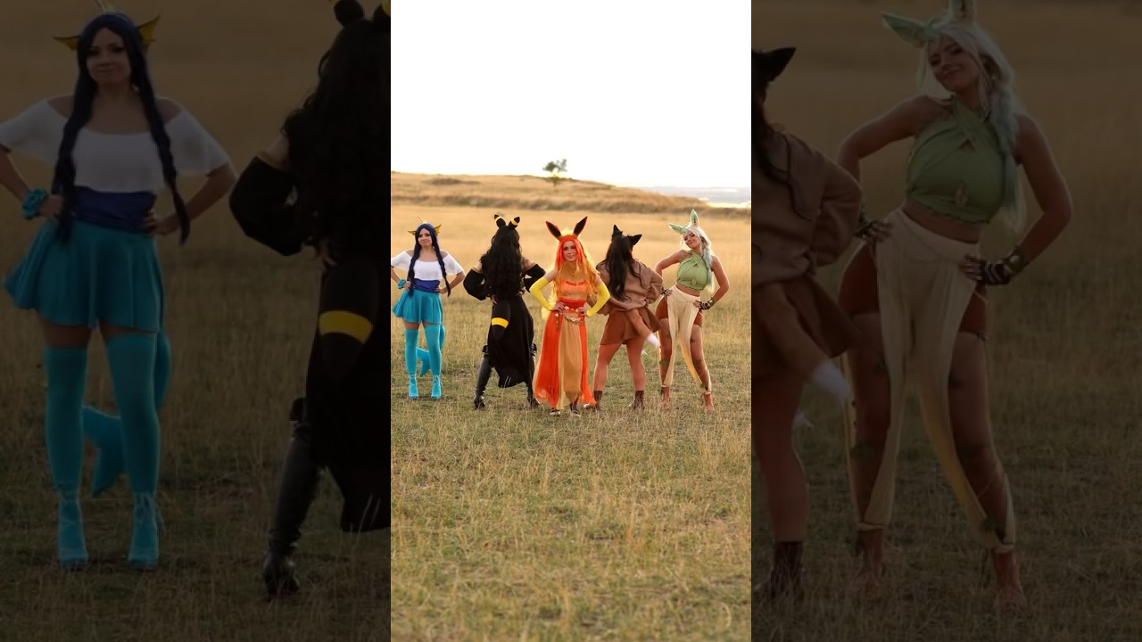 Eeveelutions cosplay dance 💙🖤🧡🤎💚✨👯‍♀️